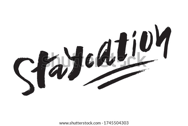 Staycation vector illustration for card, ad, logo, background. Vacation ...
