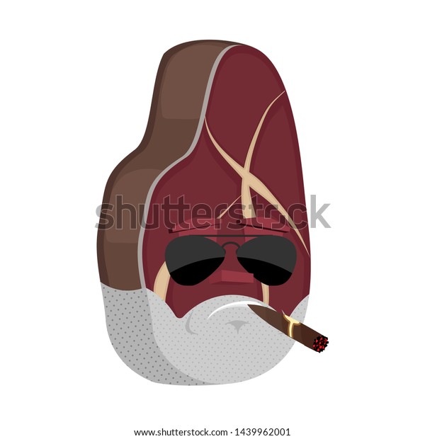 Steak Angry Emotion Isolated Evil Meat Stock Vector (Royalty Free ...