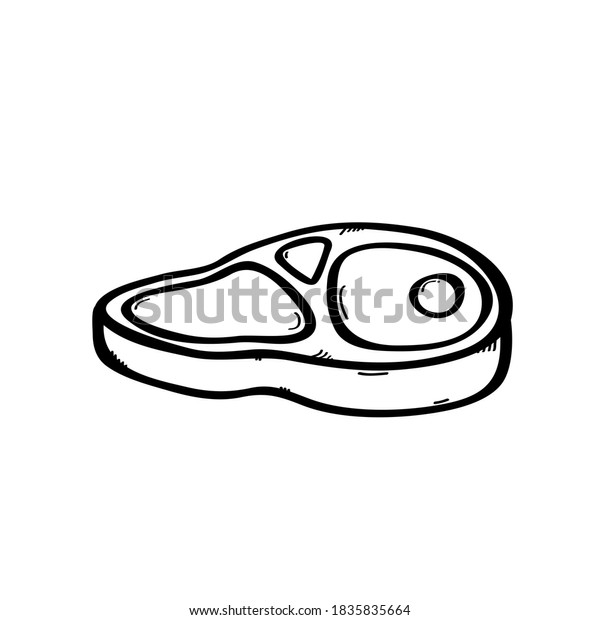 Steak Beef Doodle Logo Food Icon Stock Vector (Royalty Free) 1835835664 ...