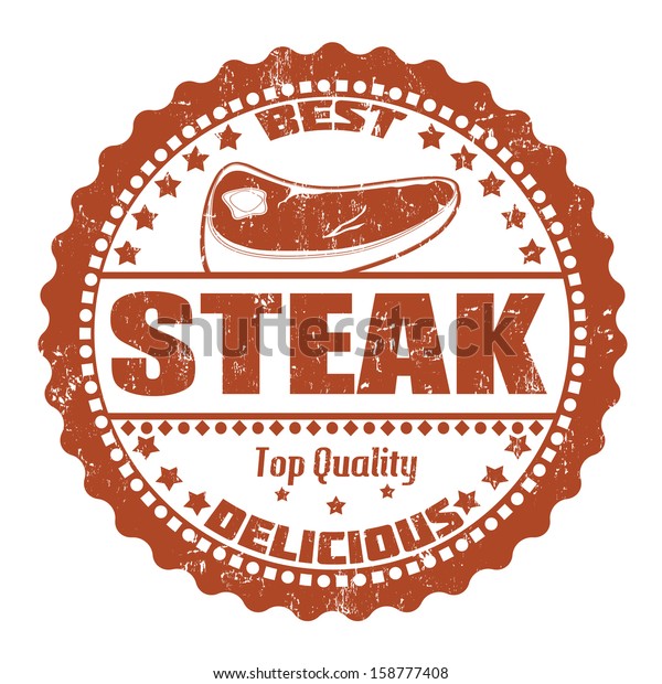 Steak Grunge Rubber Stamp On White Stock Vector (Royalty Free ...