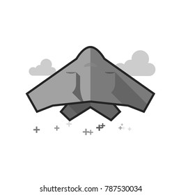 Stealth Bomber Icon Flat Outlined Grayscale Stock Vector (Royalty Free ...