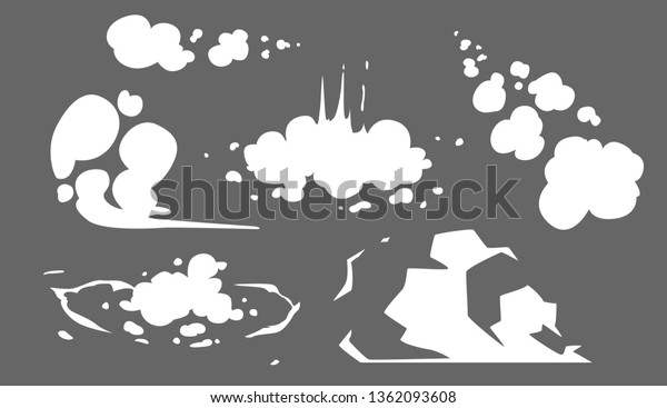 Steam Clouds Collection Cartoon White Smoke Stock Vector (Royalty Free ...