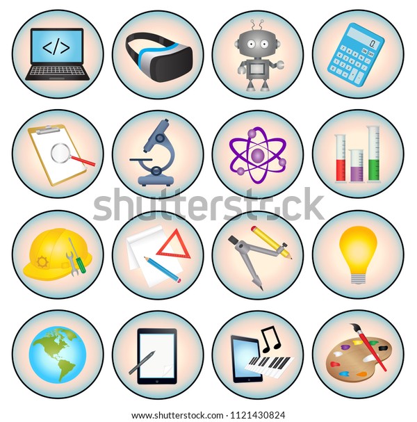 Steam Education Web Icon Set Stock Vector (Royalty Free) 1121430824
