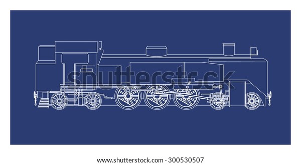 Steam Locomotive Technical Drawing Stock Vector (Royalty Free ...