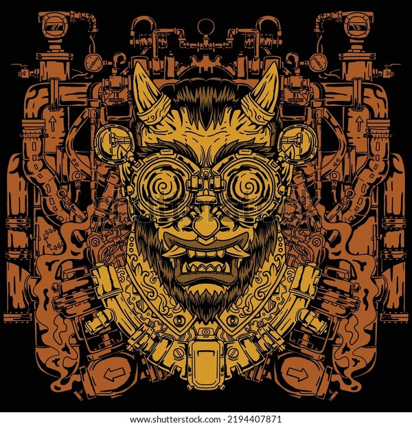 Steam Punk Demon Head Graphic Illustration Stock Vector (Royalty Free ...