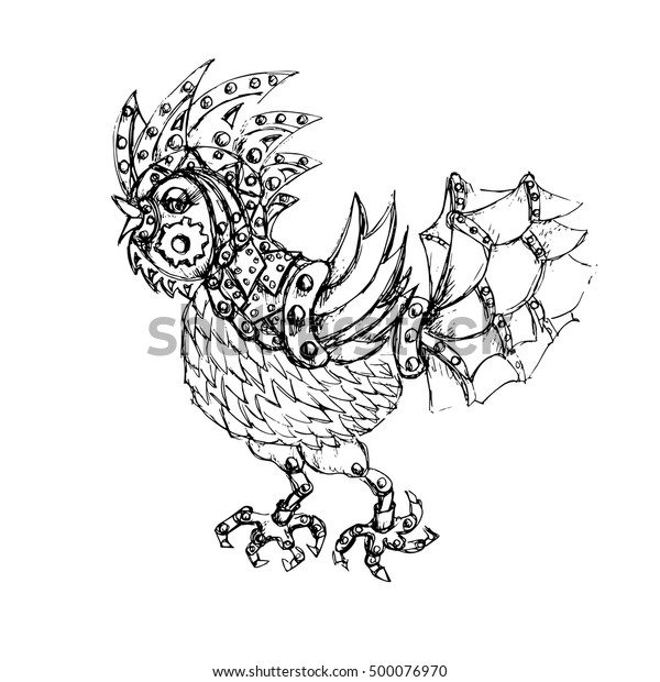 Steam Punk Mechanical Bird Rooster Symbol Stock Vector (Royalty Free ...