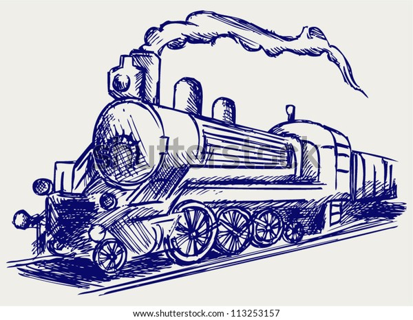 Steam Train Smoke Doodle Style Stock Vector (Royalty Free) 113253157