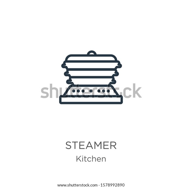 Steamer Icon Thin Linear Steamer Outline Stock Vector (Royalty Free ...