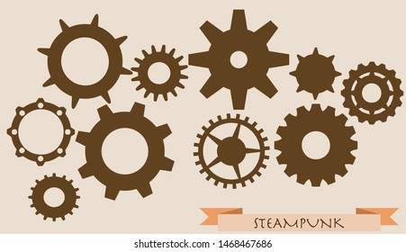 Steampunk Cogs Gears Vintage Wheels Stock Vector (Royalty Free ...