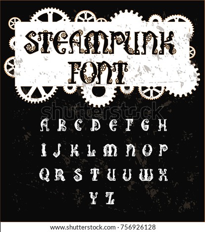 Steampunk Font Retro Vector Font Image vectorielle de stock (libre de ...