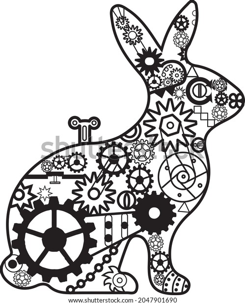 Steampunk Hare Mechanical Rabbit Gears Wheels Stock Vector (Royalty ...