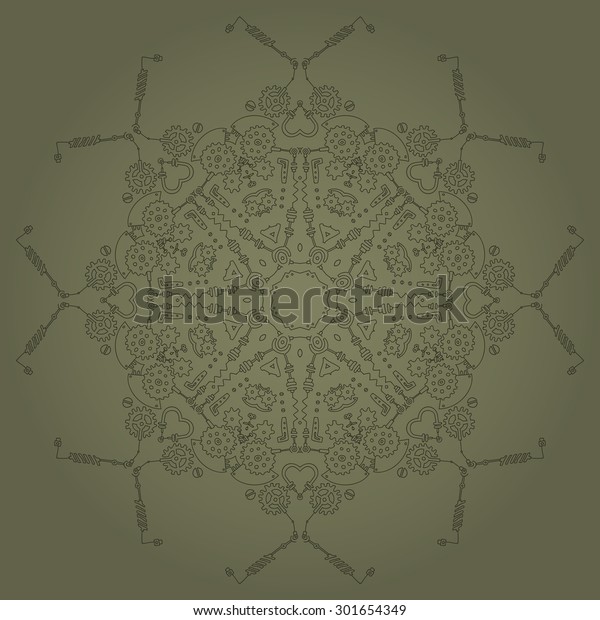 Steampunk Mandala Green Round Gear Lace Stock Vector (Royalty Free ...