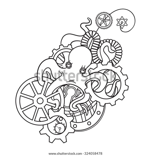 Steampunk Octopus Gears Mechanisms Stock Vector (Royalty Free ...