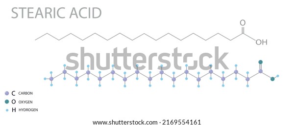 스테아르산 분자 골격 3D 화학 공식입니다. 스톡 벡터(로열티 프리) 2169554161 | Shutterstock