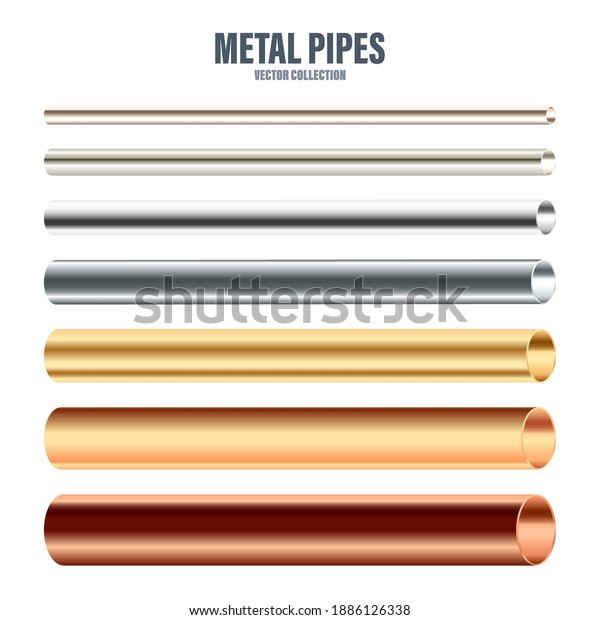 Steel Copper Pipes Collection Construction Material Stock Vector ...