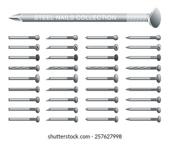 Steel Nails Collection Stock Vector (Royalty Free) 257627998 | Shutterstock