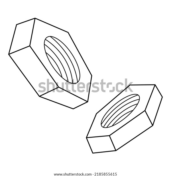 Steel Nut Outline Vector On White Stock Vector (Royalty Free ...