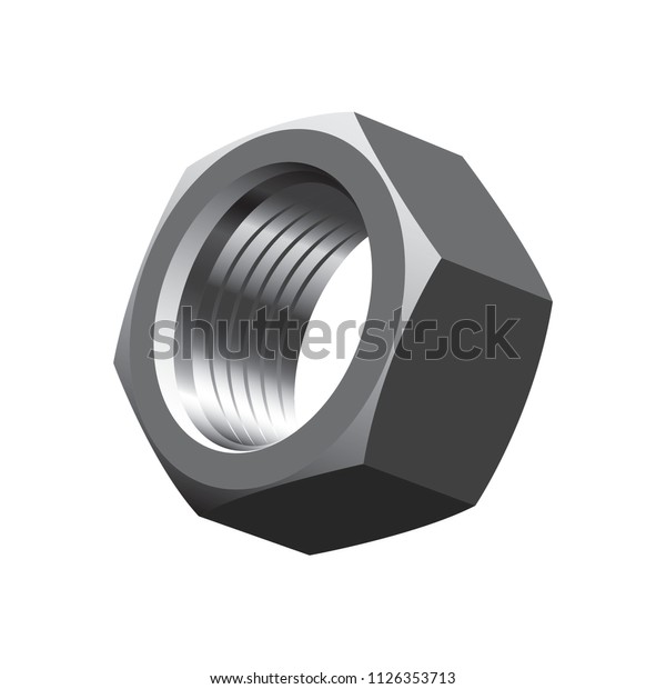 Steel Nut Vector Illustration 3d Eps Stock Vector (Royalty Free) 1126353713