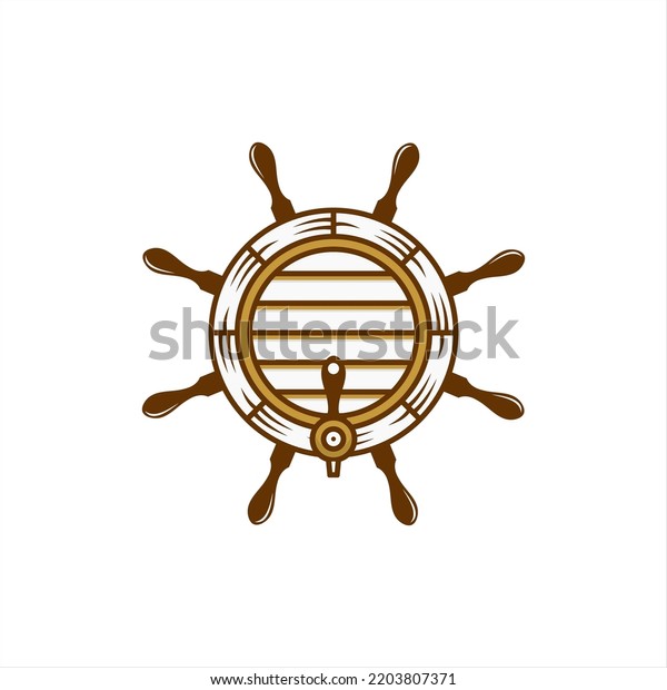Steering Wheel Captain Barrel Logo Design Stock Vector (Royalty Free ...