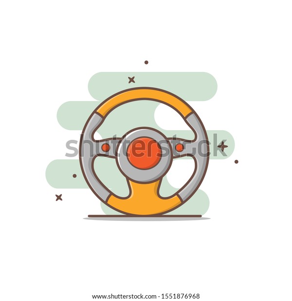 Steering Wheel Car Cartoon Vector Illustration: เวกเตอร์สต็อก (ปลอดค่า ...