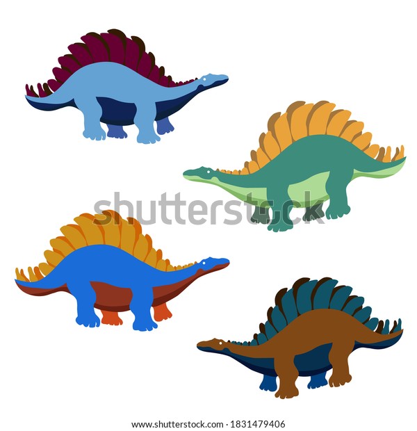 Stegosaurus Vector Illustration Large Prehistoric Animals Stock Vector ...
