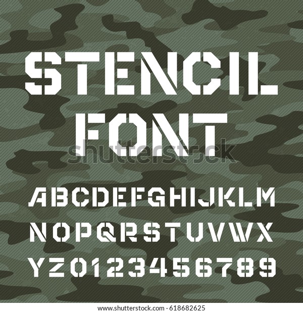Stencil Alphabet Font Type Letters Numbers Stock Vector (Royalty Free ...