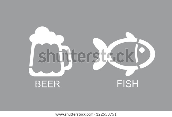 Stencil Beer Fish Signboard Stock Vector (Royalty Free) 122553751