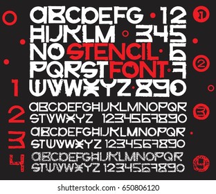 Stencil Font Four Types Inscriptions Vector: vector de stock (libre de ...