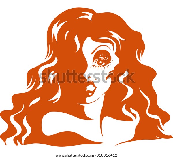 Stencil Illustration Drag Queen Long Hair Stock Vector (Royalty Free ...