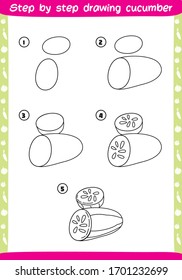 Step By Step Drawing Cucumber How Stock Vector (Royalty Free ...
