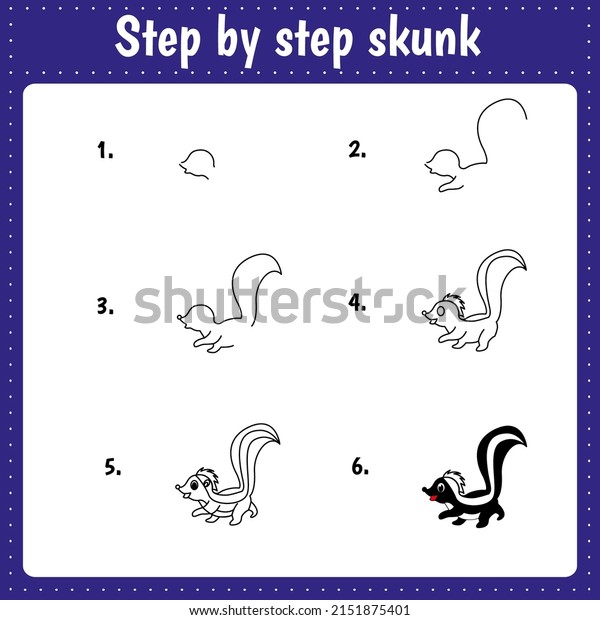Step By Step Drawing Skunk Educational: เวกเตอร์สต็อก (ปลอดค่าลิขสิทธิ์ ...