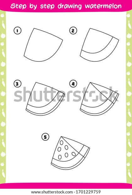 Step By Step Drawing Watermelon How Stock Vector (Royalty Free ...