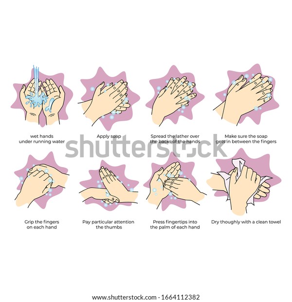 Step Hand Washing Technique Soap Water Stock Vector (Royalty Free ...