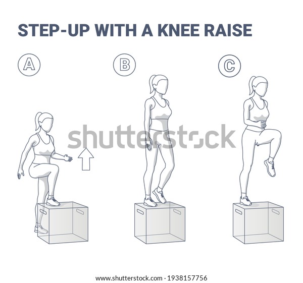 Step Knee Raise Exercise Women Home Stock Vector (Royalty Free ...