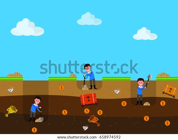 Step Person Digging Ground Find Treasure Stock Vector (Royalty Free ...