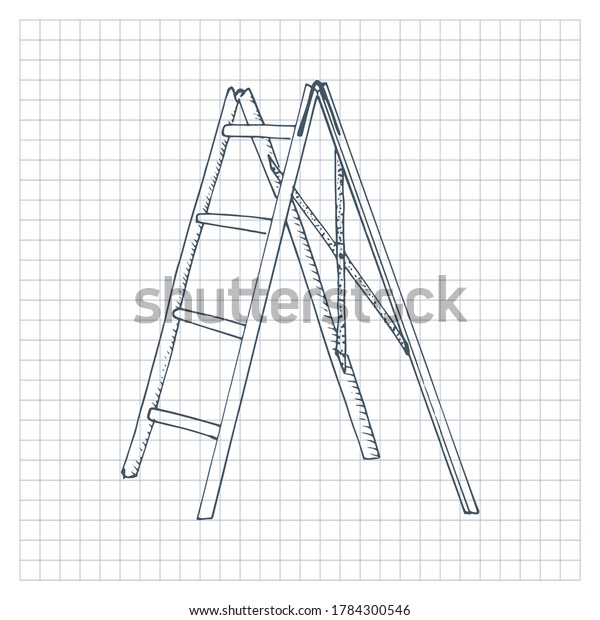 Stepladder Sketch Hand Drawn Stair Rung Stock Vector (Royalty Free ...