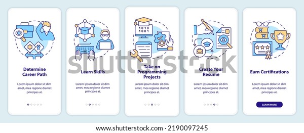 Steps Become Software Engineer Onboarding Mobile Stock Vector (Royalty ...