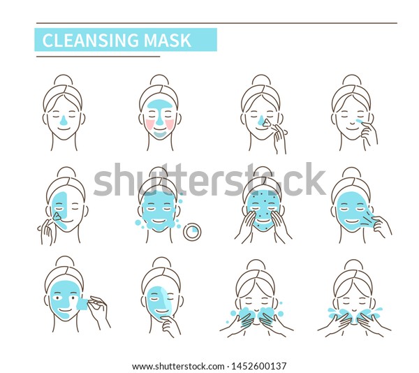 Steps How Apply Cleansing Facial Mask Stock Vector (Royalty Free ...