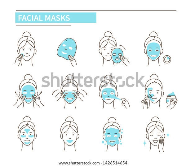 Steps How Apply Facial Mask Line Stock Vector (Royalty Free) 1426514654 ...