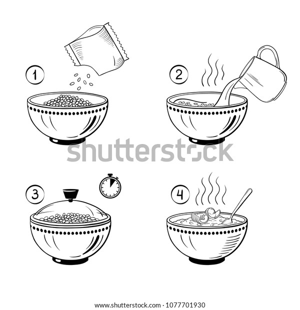 Steps How Cook Porridge Vector Illustration Stock Vector (Royalty Free ...