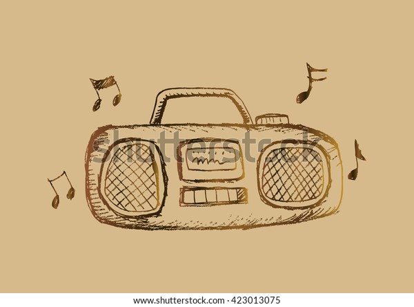 Stereo Doodle Hand Drawing Illustration Stock Vector (Royalty Free ...
