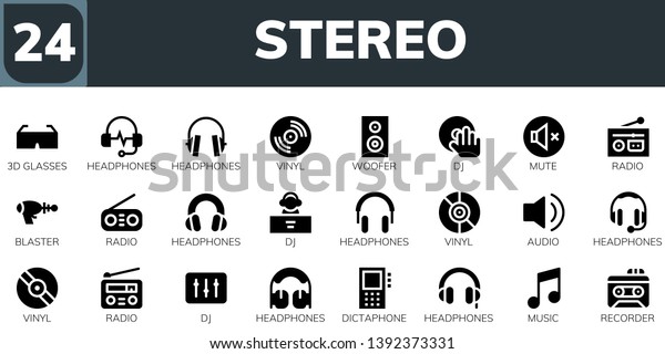 Stereo Icon Set 24 Filled Stereo Stock Vector (Royalty Free) 1392373331 ...