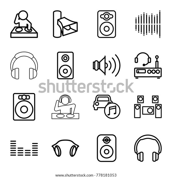 Stereo Icons Set 16 Editable Outline Stock Vector (Royalty Free ...