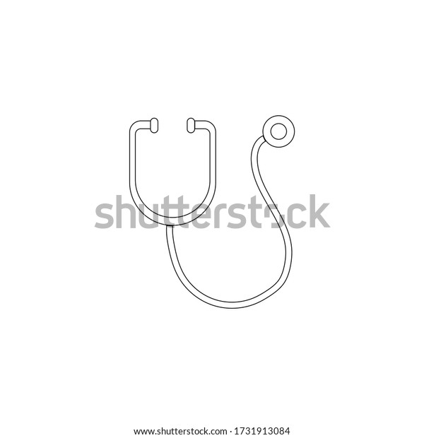 Stethoscope Closeup Isolated Black Outline White Stock Vector (Royalty ...
