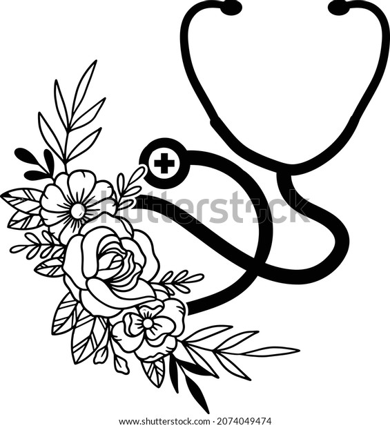 Stethoscope Flowers Stethoscope Cut File Stock Vector (Royalty Free ...