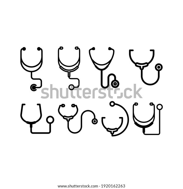 Stethoscope Line Outline Simple Icon Collection Stock Vector (Royalty ...