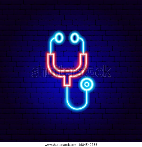 Stethoscope Neon Sign Vector Illustration Medical Stock Vector (Royalty ...