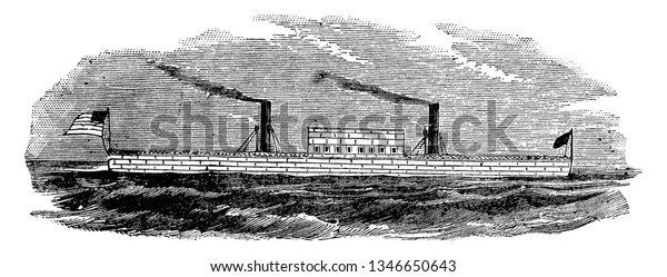 Stevens Ironclad Floating Battery Applied Wave Stock Vector (Royalty ...