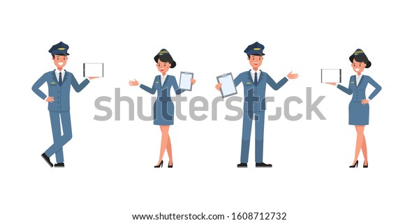 Steward Stewardess Character Vector Design Presentation Stock Vector ...