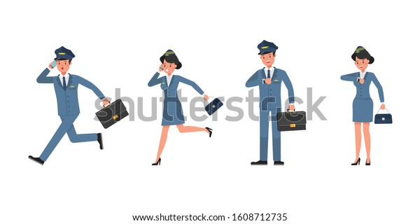 Steward Stewardess Character Vector Design Presentation Stock Vector ...